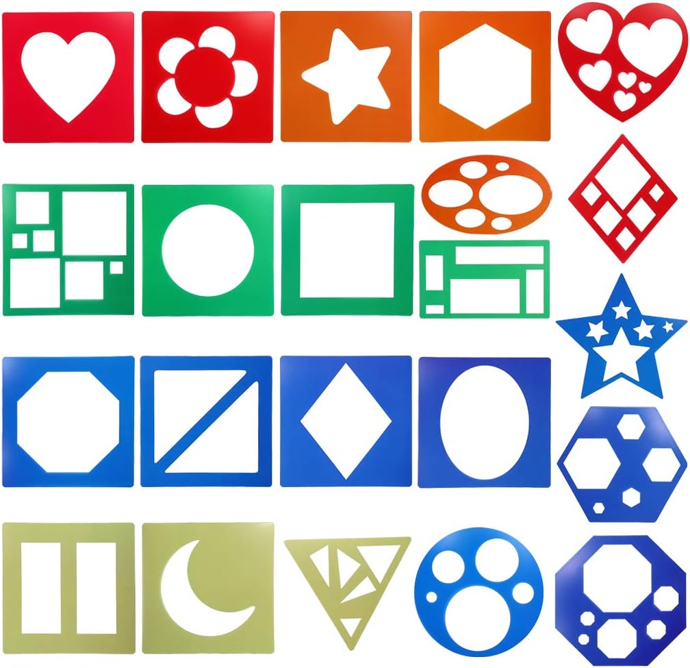 BSTKEY Set of 22 Shape Stencil Set – Colorful Drawing Template Kit Fun ...