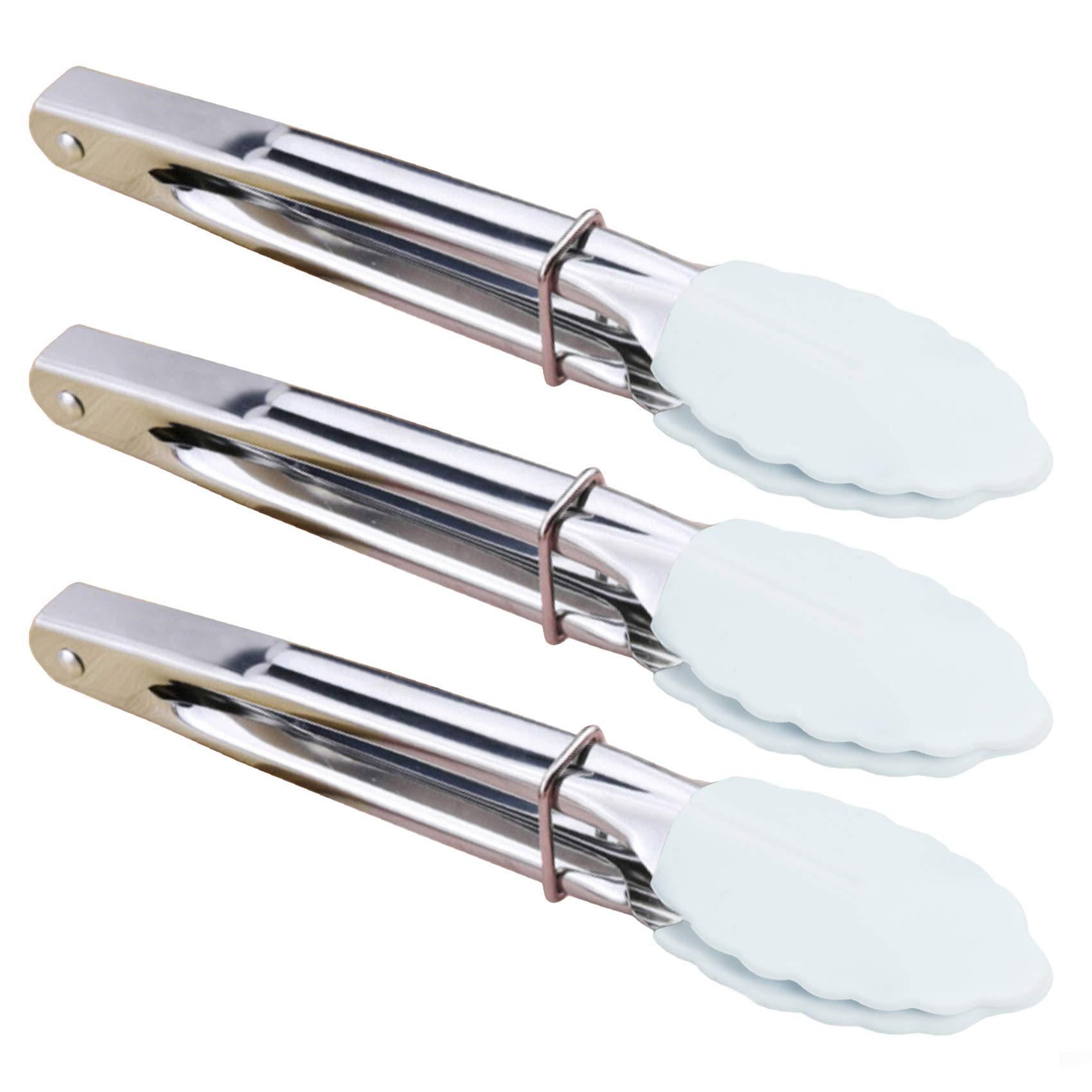 HINMAY Small Serving Tongs with Silicone Tips 7-Inch Mini Tongs, Set of ...