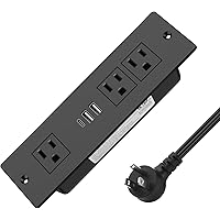 Recessed Desk Power Bar with USB Ports Mountable Desktop Outlet Counter ...