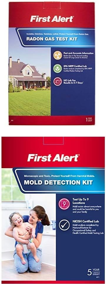 First Alert Radon Gas Test Kit, RD1 and First Alert MT1 Mold Detection ...