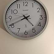 Amazon.com: Sharp Atomic Analog Wall Clock - 12" Silver Brushed Finish - Sets Automatically ...