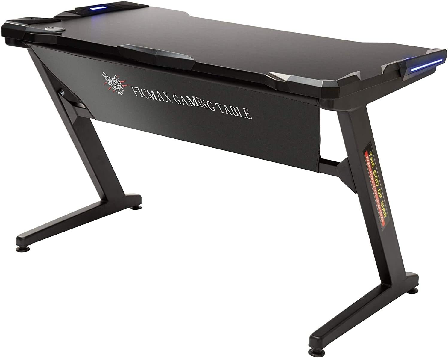 Ficmax Gaming Desk Z Shape Gaming Computer Desk with LED Light Pro ...