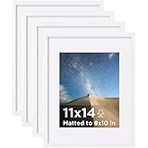 Amazon.com - KINLINK 11x14 Picture Frame White Set of 6, Wooden Photo Frames Matted 8x10 with ...