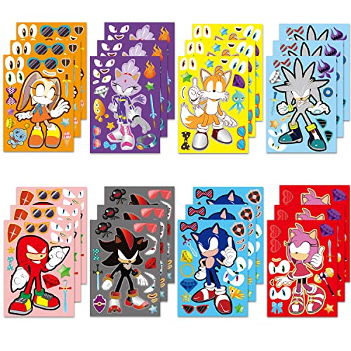 40Pcs Sonic Make a Face Stickers Make Your Own Sonic Stickers Sheet ...