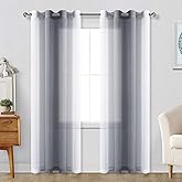 Amazon.com: DWCN Grey Faux Linen Ombre Sheer Curtains - Semi Voile Gradient Rod Pocket Curtains ...