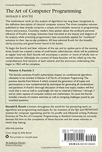 Mua The Art Of Computer Programming Volume 4 Fascicle 3 Generating All Combinations And