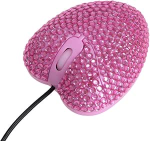 Amazon.com: Kasstino Pink Love Heart Shaped Diamante Mouse with USB ...