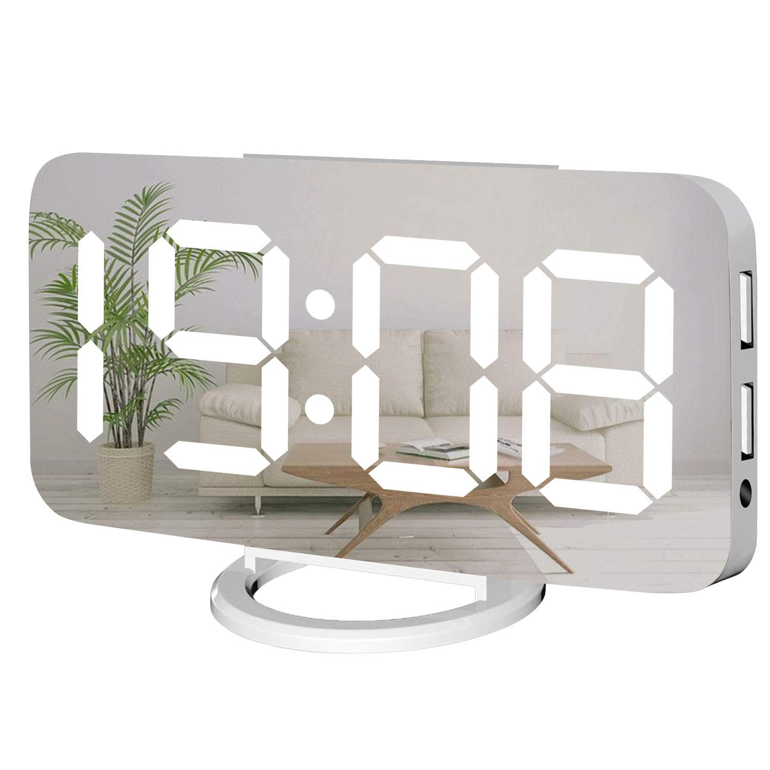 Miowachi White Digital Alarm Clock for Bedrooms, Small Desk Table ...