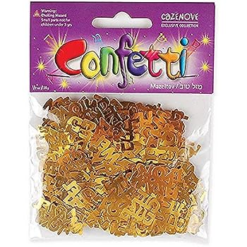 Amazon.com: Gold Mazel Tov in Hebrew & English Confetti, Jewish ...