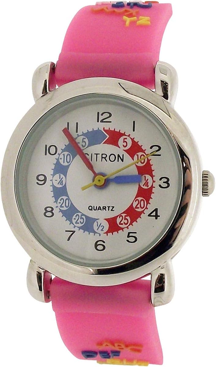 Citron Analogue Girls Time Teacher ABC Alphabet Pink Silicone Strap ...