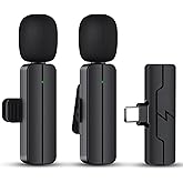 Amazon.com: Ponovo Lavalier Microphone for USB C Android Phone, Wireless Mini Lapel Mic ...