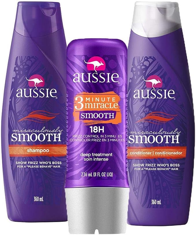 Kit Aussie Smooth 360ml+ Condicionador 360ml + Tratamento Aussie 3 ...