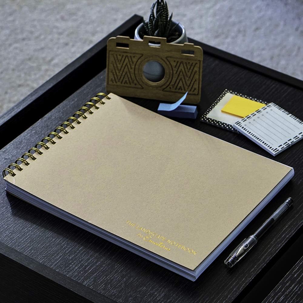 Large Landscape Notebook A4 Kraft Hardcover Wirebound Spiral Notebook 