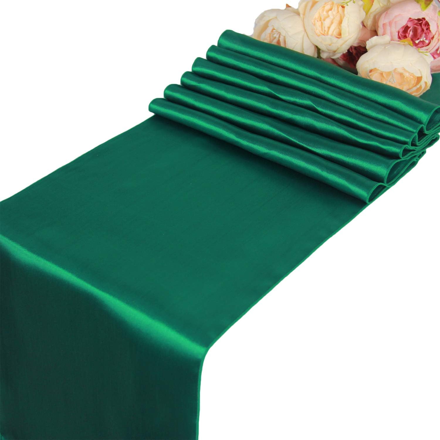 Amazon.com: Hunter Green Satin Table Runners - 5 pcs Wedding Banquet ...