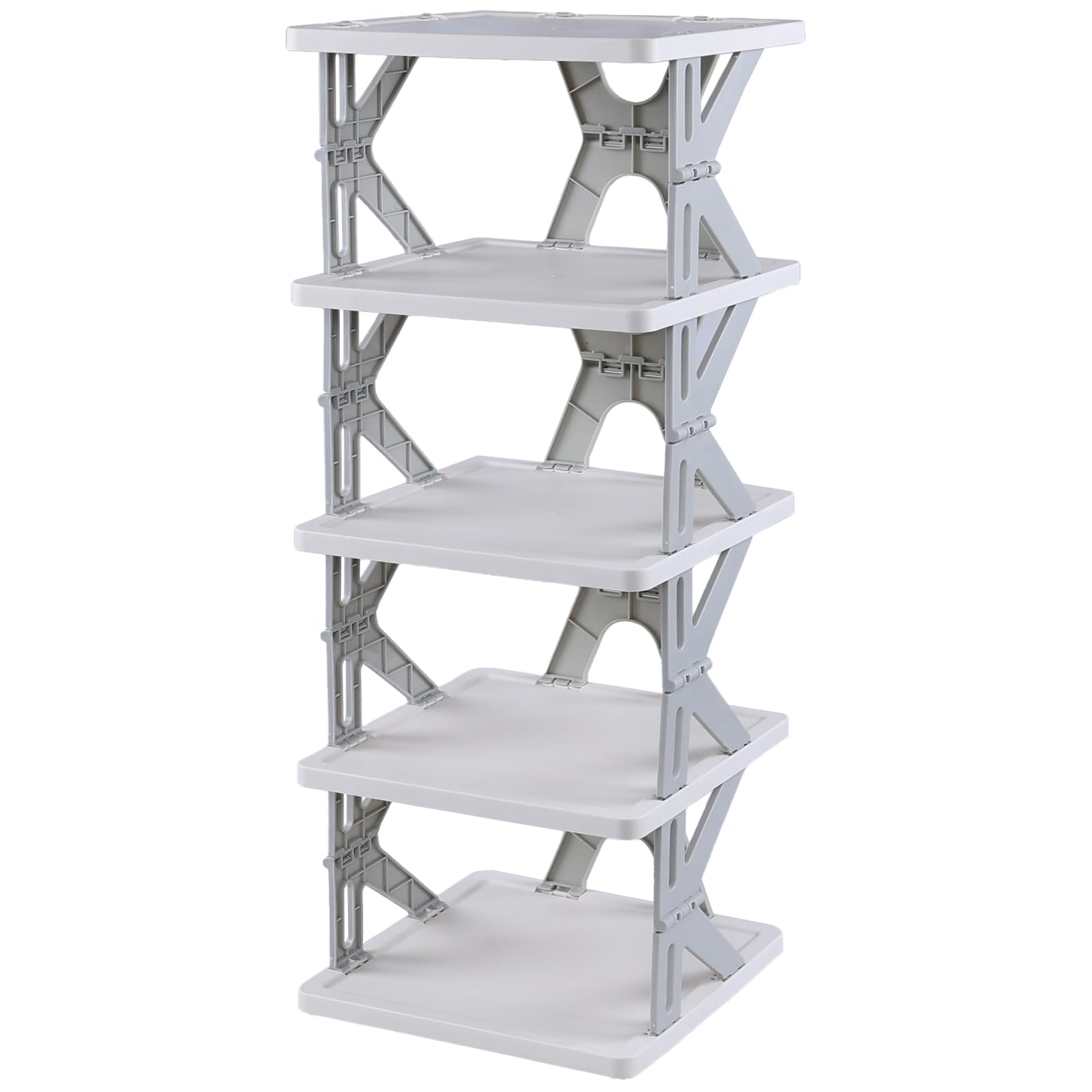 Cand 5-Tier Plastic Foldable Shoe Rack Tower, Shoe Storage Tower for ...