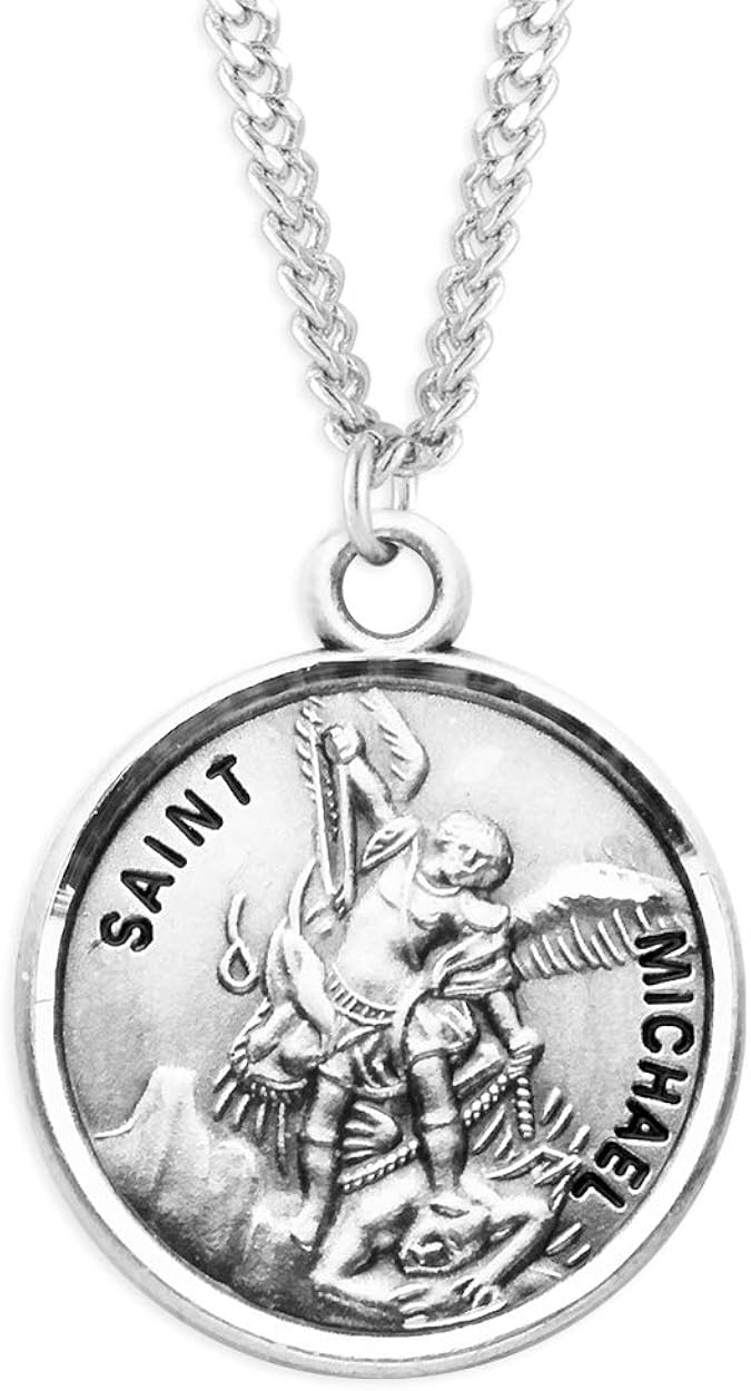 Catholic Sterling Silver Patron Saint Medal Round St. Michael with 20 ...