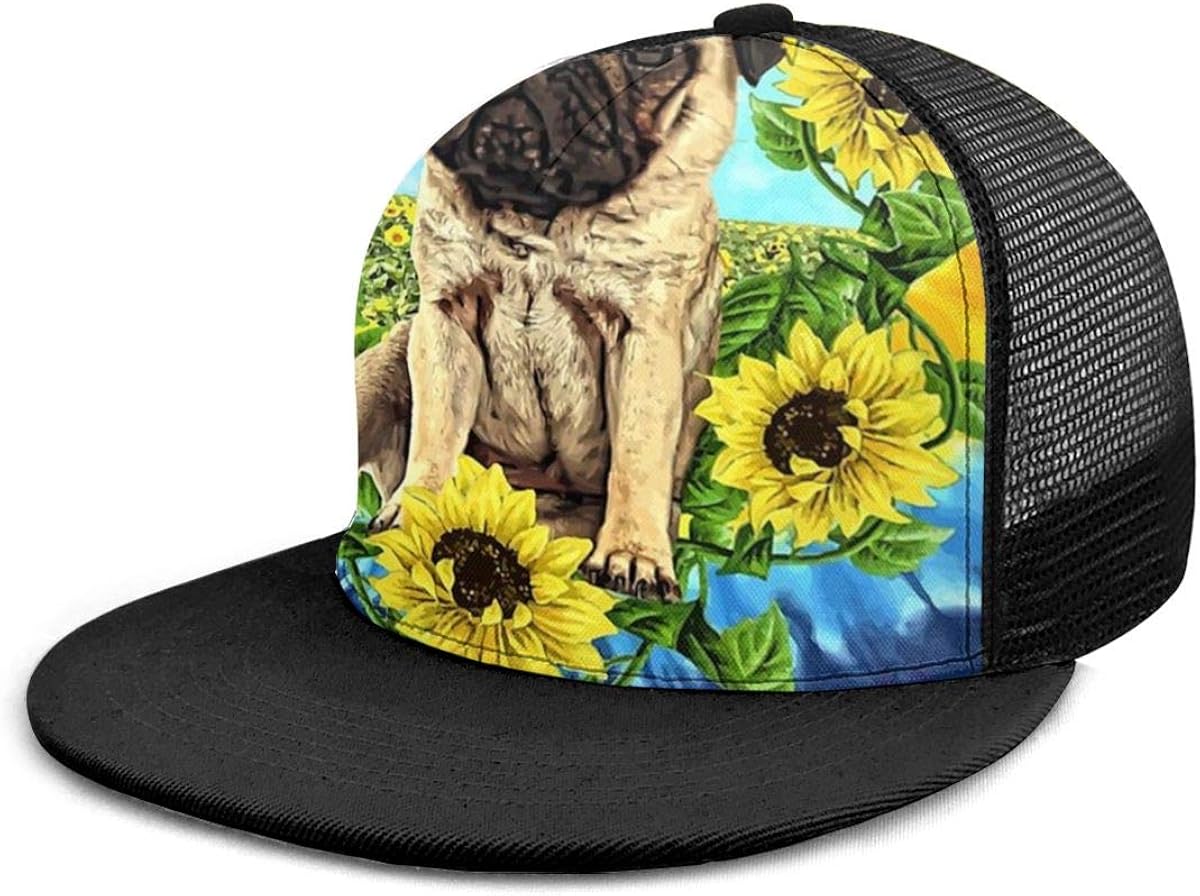 Gorra de béisbol Sunflower Pug Daydream Funny Pugs Snapback Sombreros ...