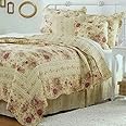 Amazon.com: Cottage Romantic Quilt Set with Shams Floral Roses Print ...