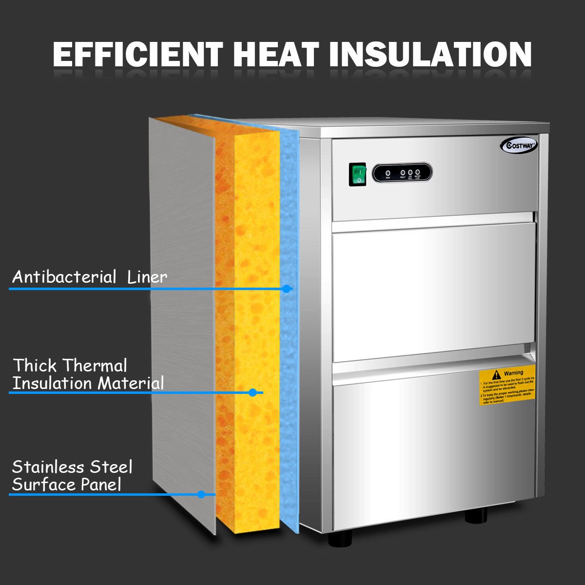 Costway Built-In Stainless Steel Commercial Ice Maker Portable Ice ...