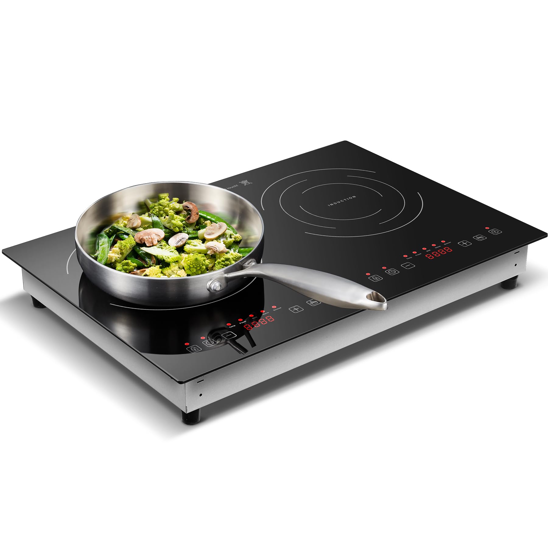 Induction Cooktop with 2 Burners, Horizontal Electric Stove, Built-In ...