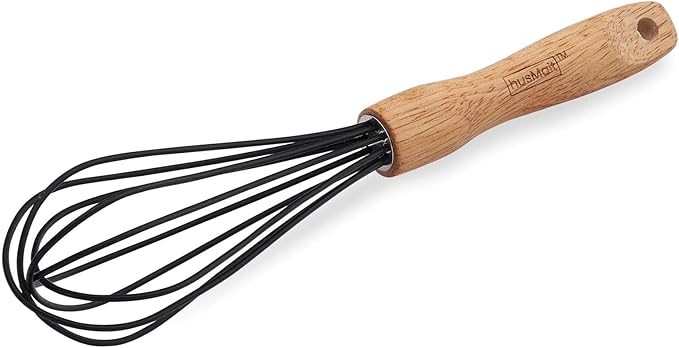 husMait 10" Silicone Whisk with Wood Handle - Superior Kitchen Whisk ...