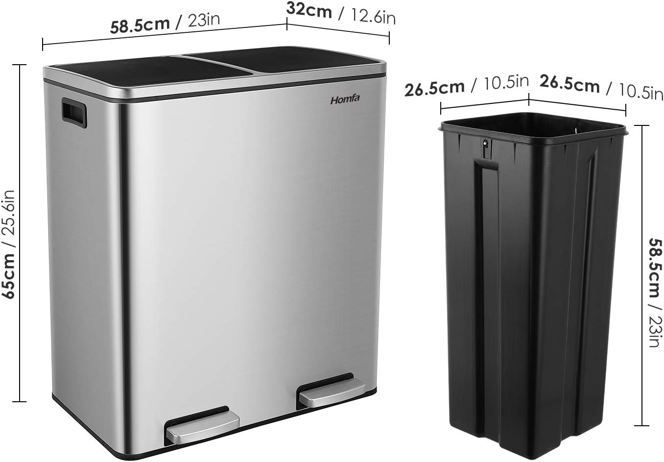 Secchi per riciclaggio 3X18L per Cucina Bidone Spazzatura Estraibile ...