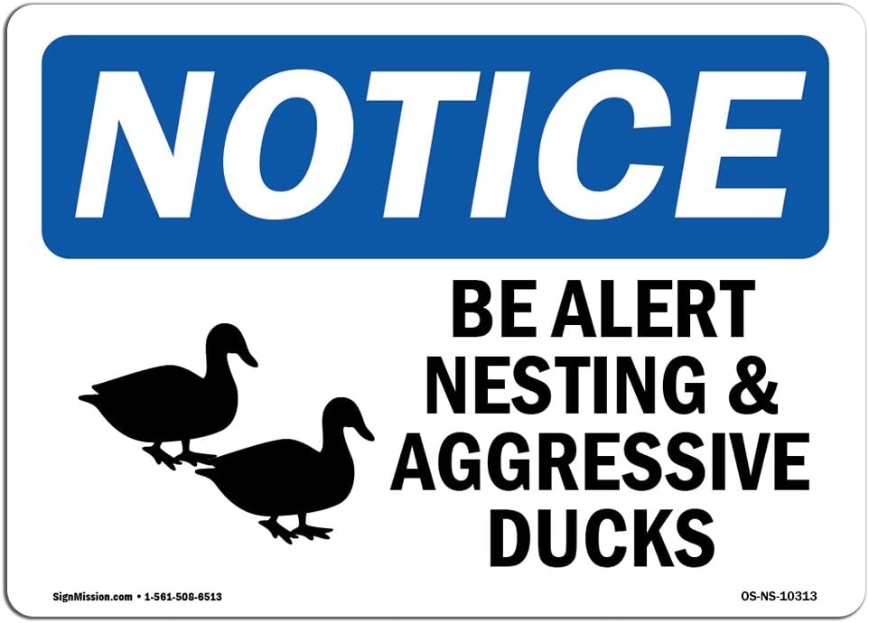 Amazon.com : OSHA Notice Sign - Be Alert Nesting and Aggressive Ducks ...