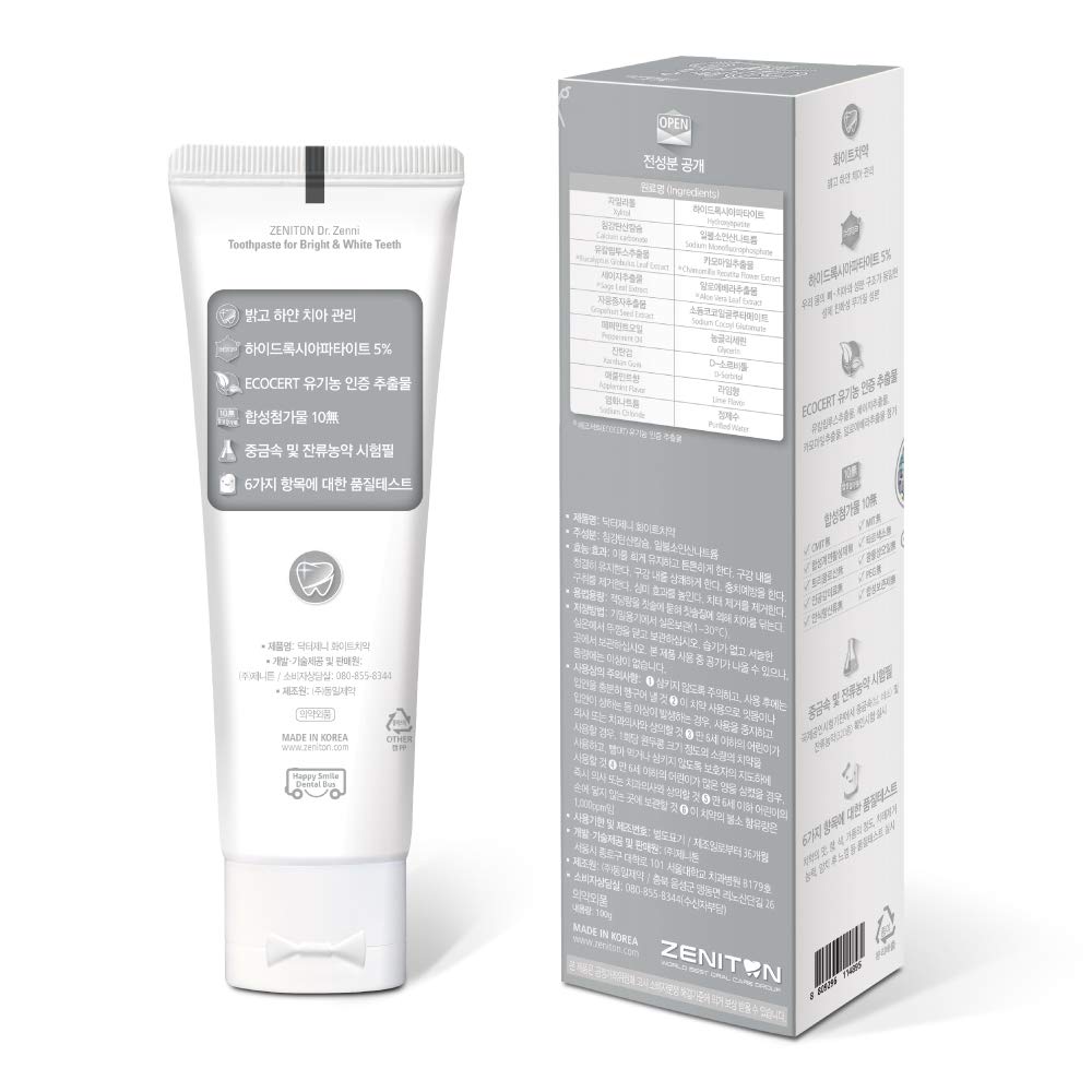 Zeniton Dr.Zenni Toothpaste For Bright & White Teeth 100g / HAP, Organic Certified Extract ...