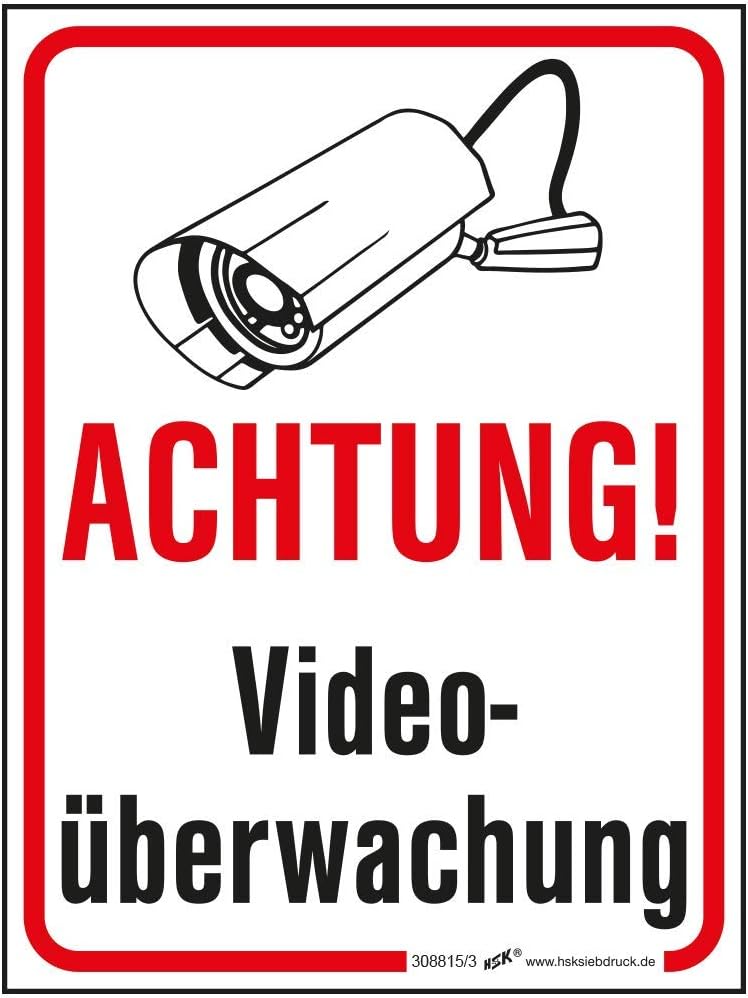 Hinweisschild Schild - Achtung ! Videoüberwachung - Gr. ca. 5 cm x 6, 6 ...