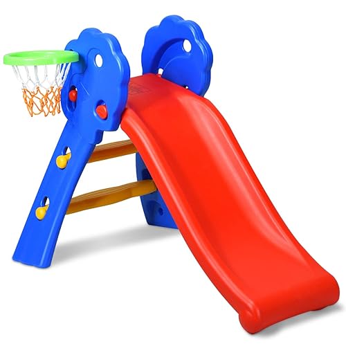 Baby Joy Folding Slide, Indoor First Slide Plastic Play Slide Climber ...
