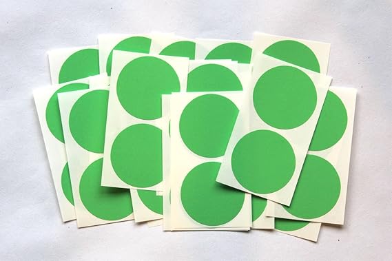 50 Green Round Stickers - Sticky Coloured Self Adhesive Labels for ...