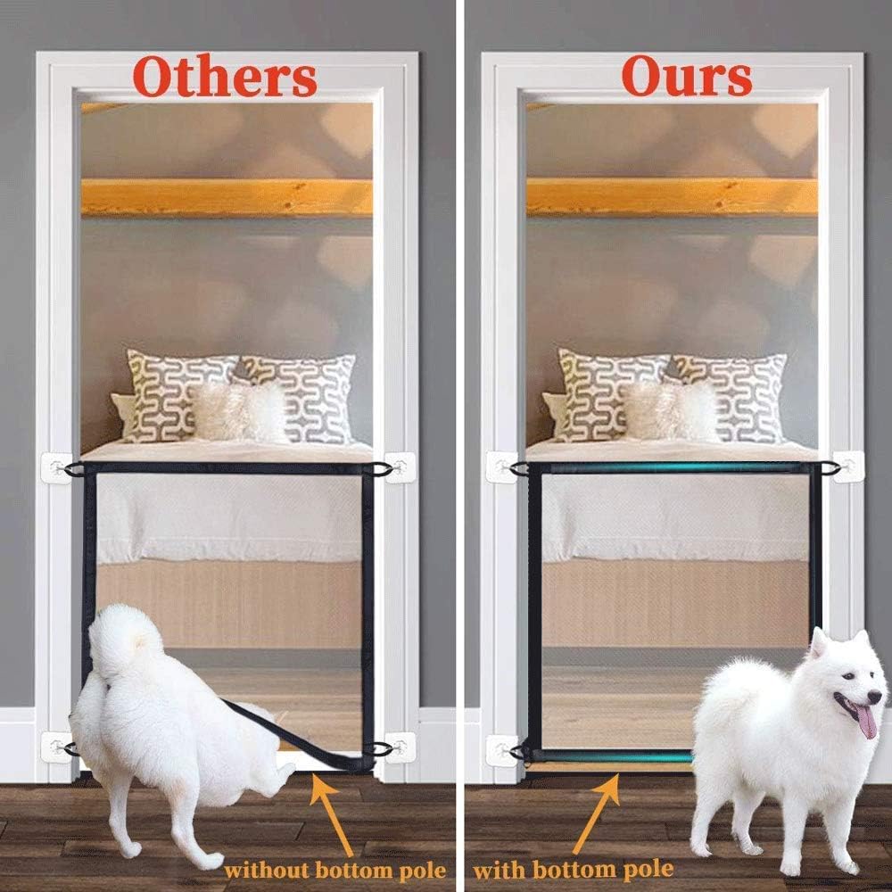 U-picks Magic Gates for Dogs, Portable Mesh Gate with Three Poles Stair ...