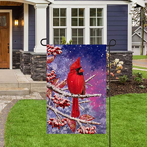 ANOVO Winter Welcome Red Cardinal Bird Flower Double Sided Burlap ...