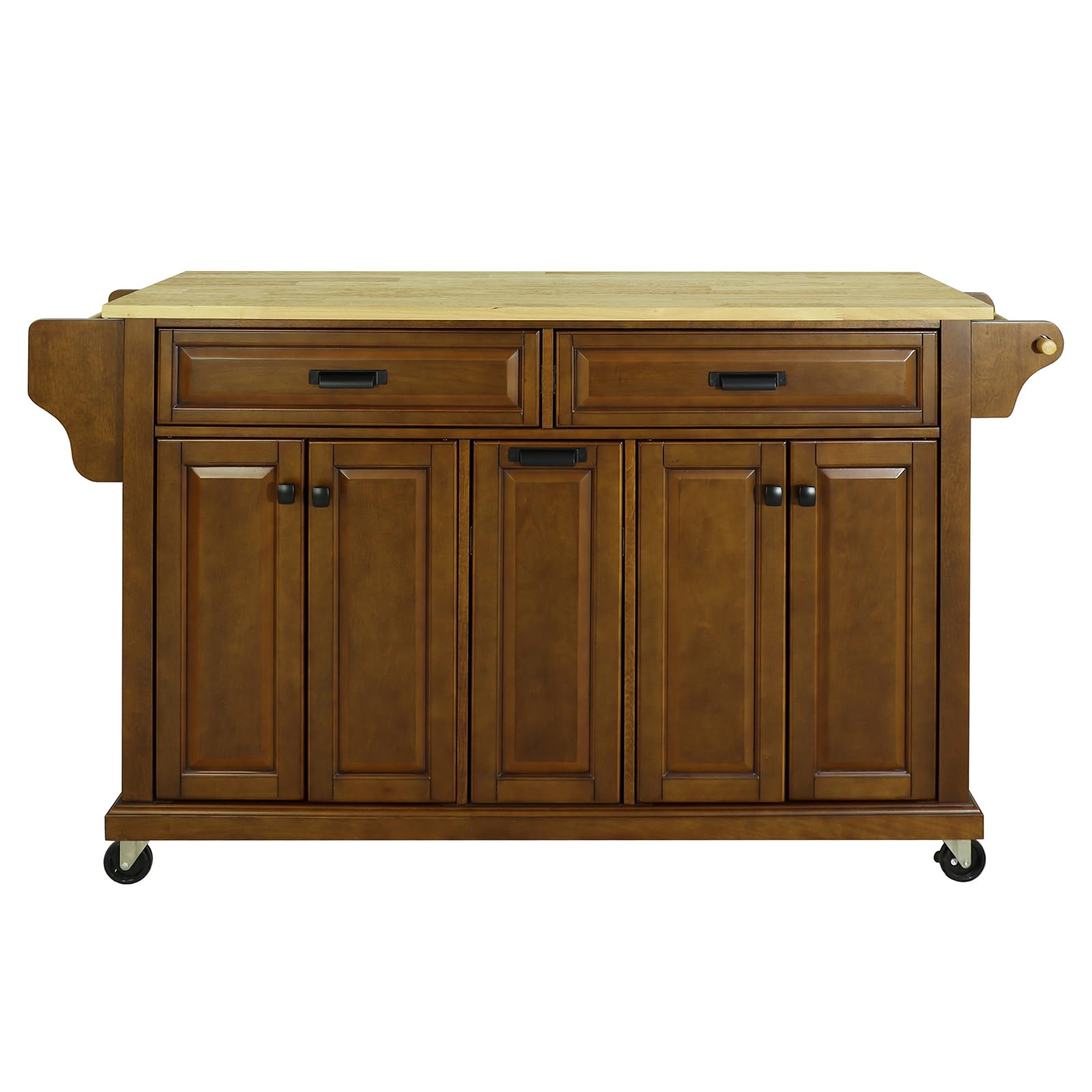 SPOFLYINN Natural Wood Top Storage Cabinet with Solid Wood Countertop ...