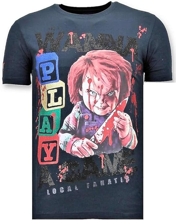 Men's T-Shirt - Chucky Childs Play - Navy: Amazon.co.uk: Clothing