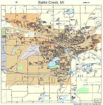 Amazon.com: Large Street & Road Map of Battle Creek, Michigan MI ...