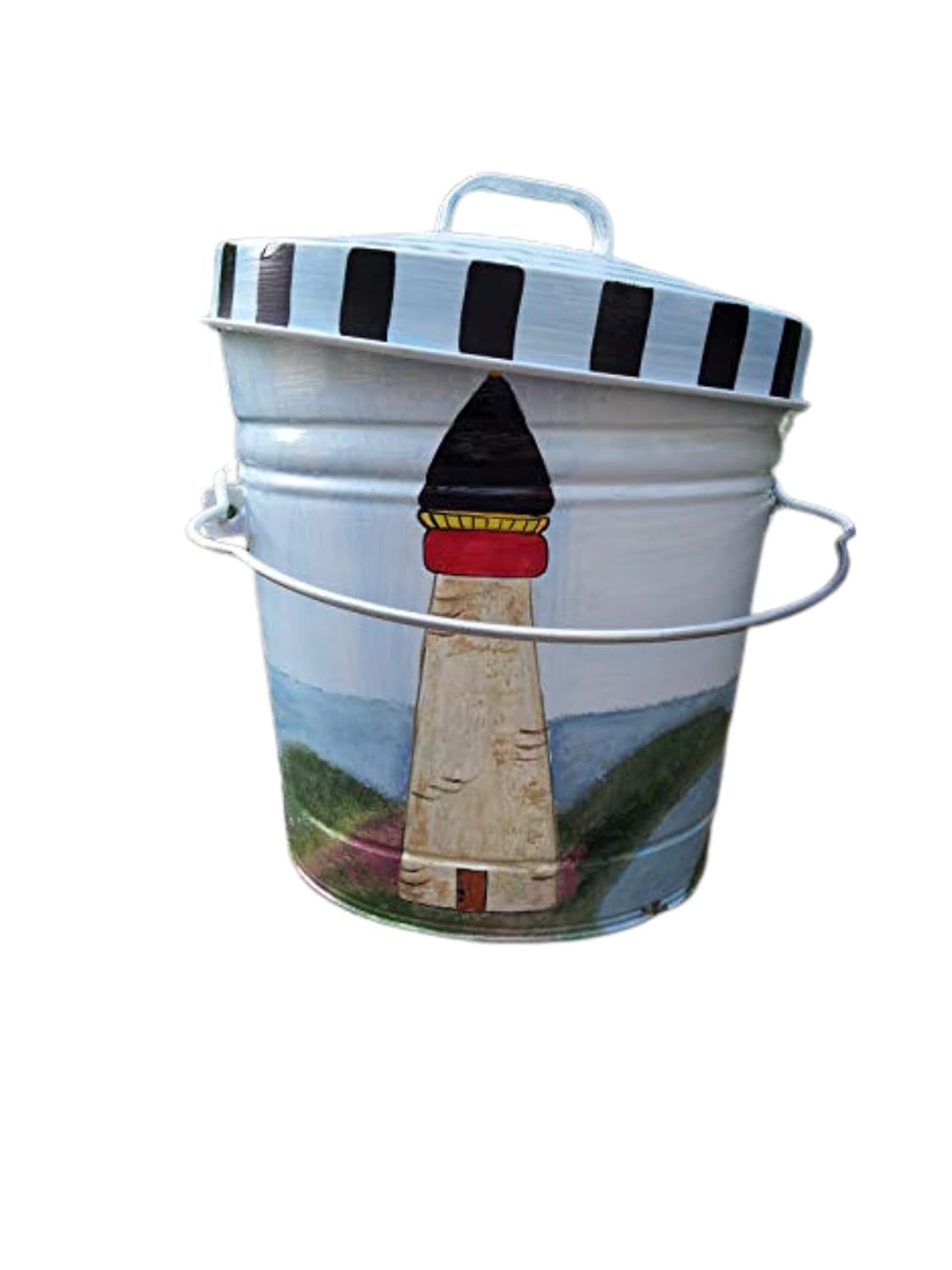 Amazon.com: 6 Gallon Hand Painted Decorative Trash Can Garbage Can ...