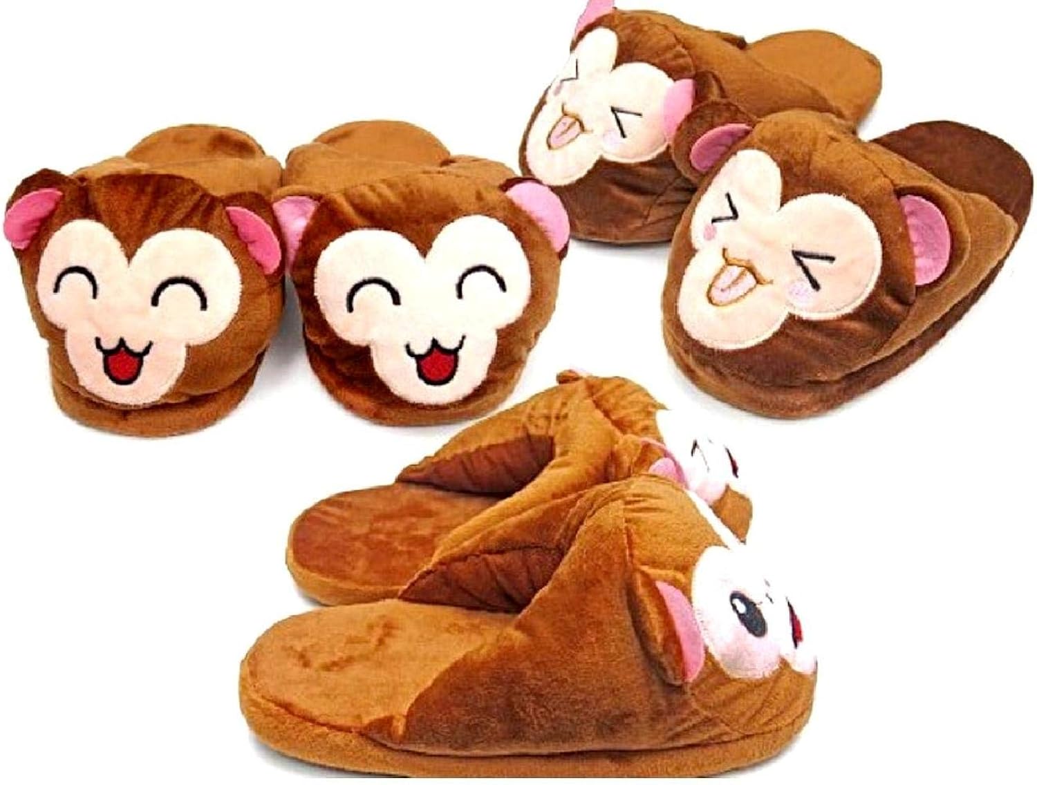 Amazon.com | Unisex Adult Monkey Slippers Plush Soft Comfortable Memory ...