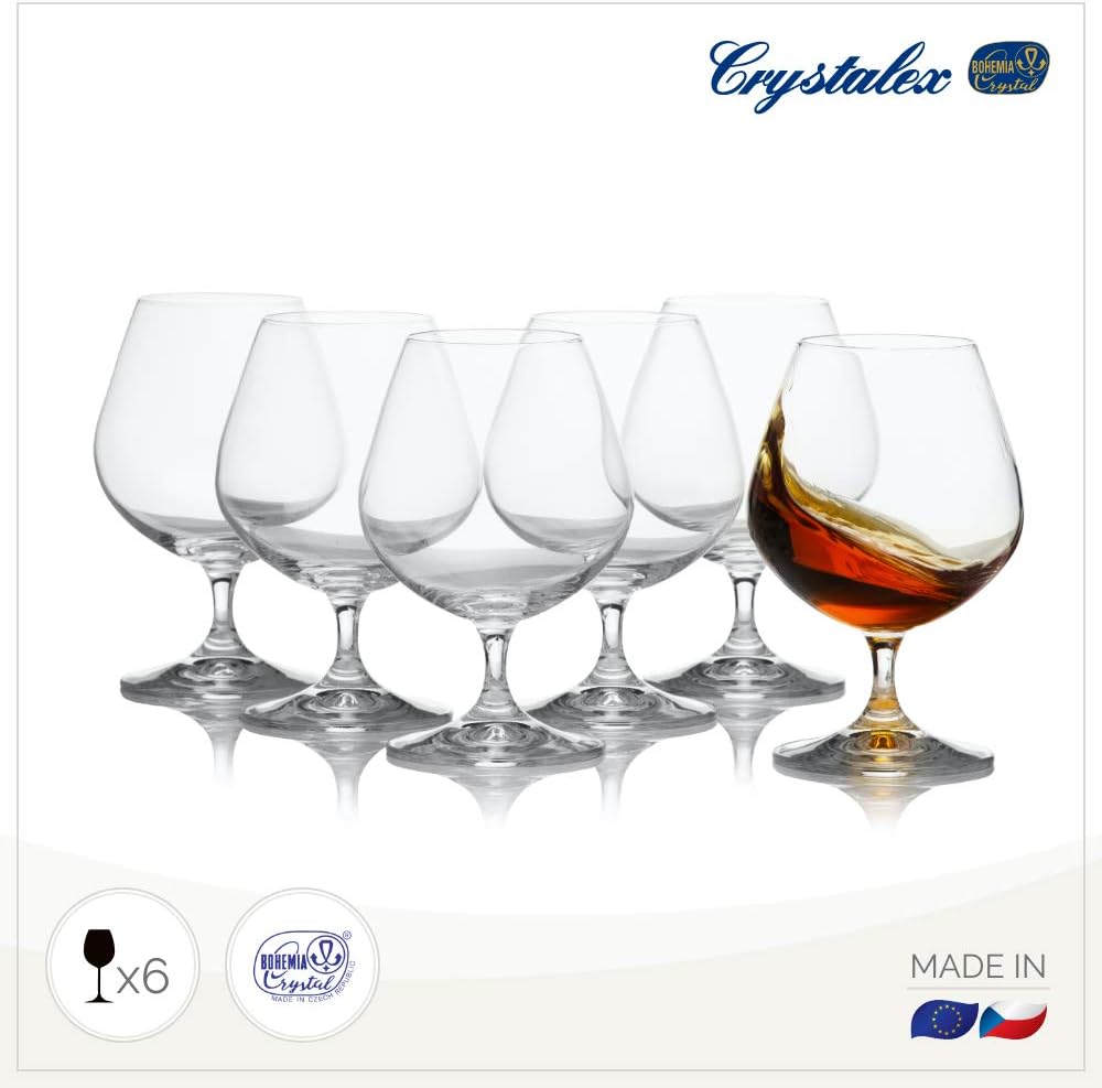 Large Brandy Glasses Set of 6, Elegant & Durable Cordial Cognac ...
