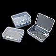 Amazon.com: yueton 4pcs Clear White Rectangle Mini Storage Containers ...