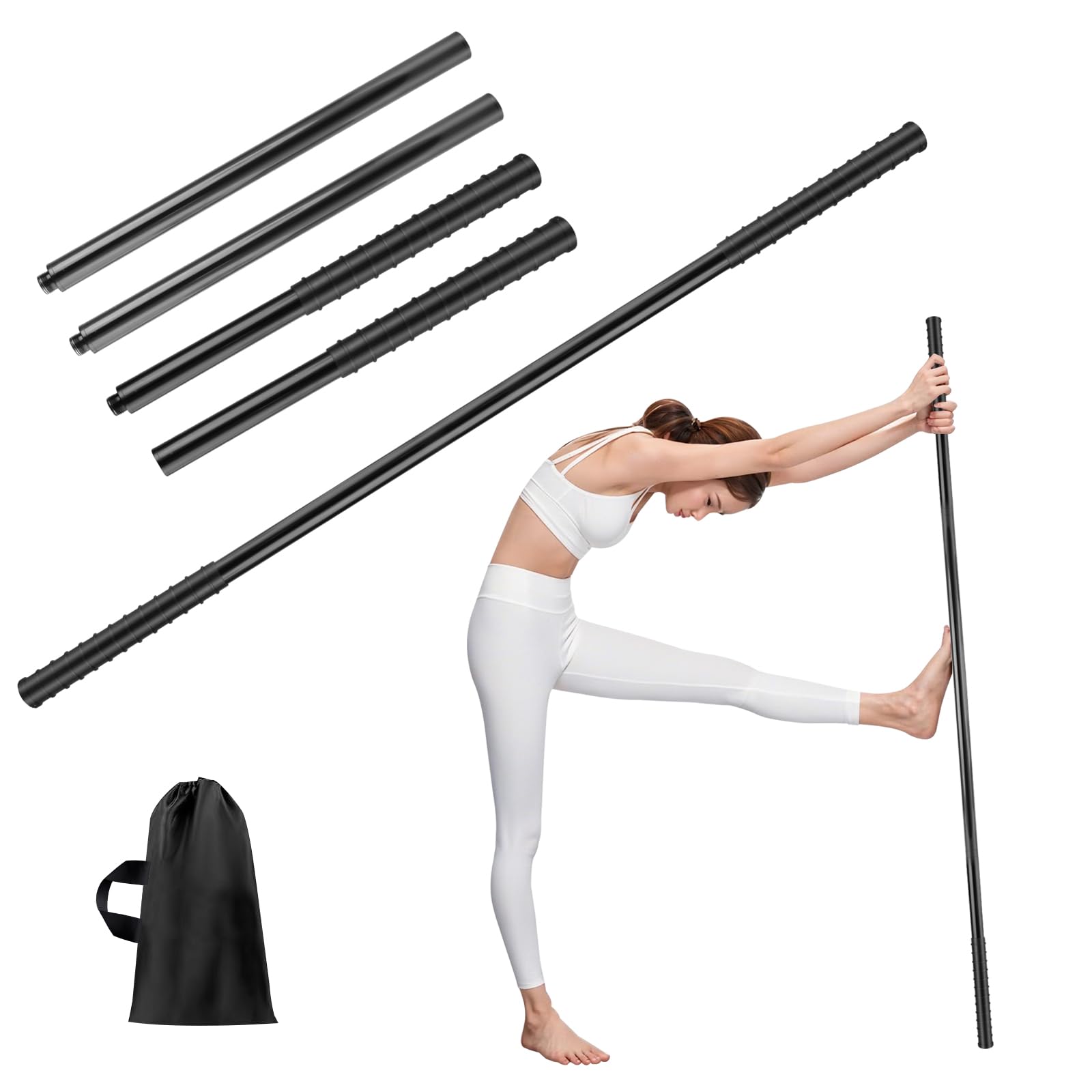 Transni Adjustable 5ft Yoga Stick, Steel Stretching Stick for Mobility ...