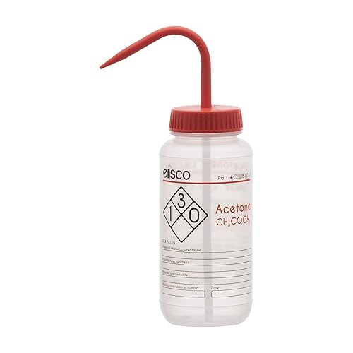 EISCO Wash Bottle for Acetone, 500ml - Labeled with Color Coded ...