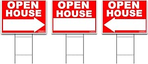 Amazon.com : Large Open House Sign Kit Tall Stands - Yard Sign Bundle ...