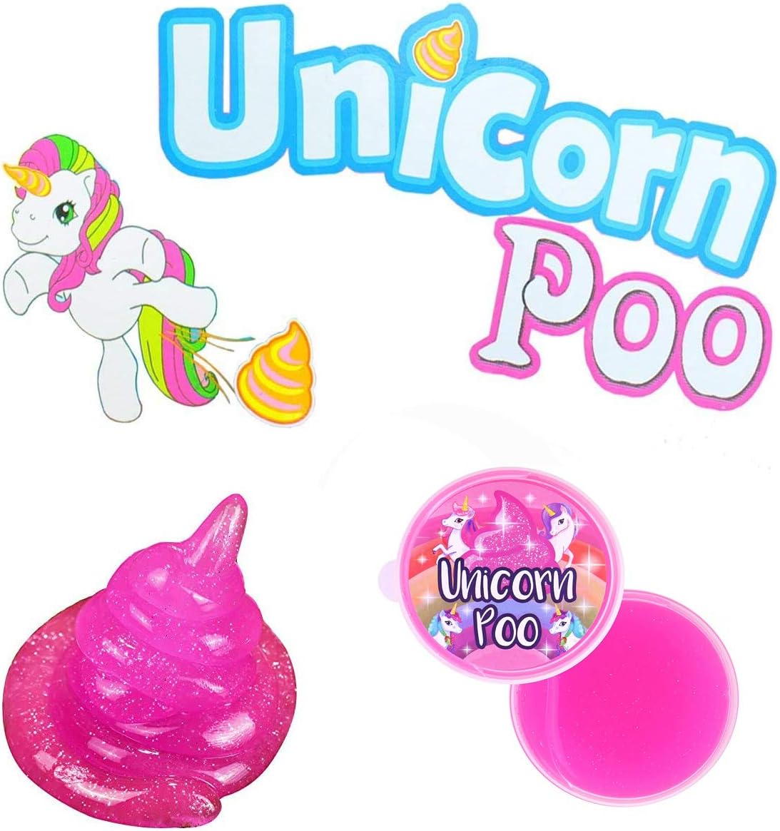 Unicorn Poo Pink Putty Glitter Slime Poop Prank Funny Novelty for ...