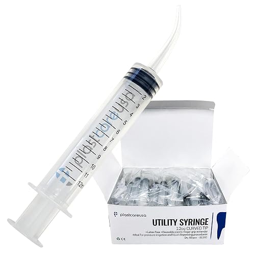 50 Curved Tip Irrigation Syringes (12cc / 12ml) - Disposable Oral ...