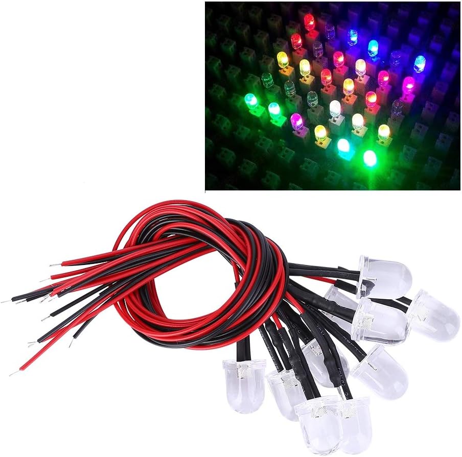 Diodo LED estable de 10 mm con cable, diodo luminoso precableado de ...