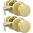 Haidms Gold Interior Door Knob, Brushed Brass Privacy Door Knob ...