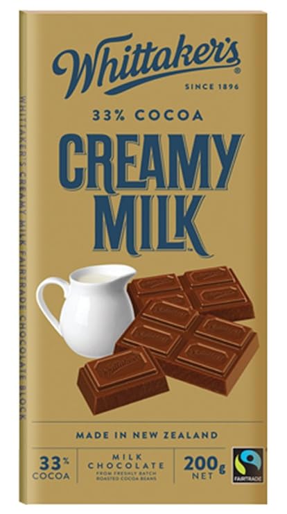 Whittaker's Creamy Milk Fair Trade Chocolate Bar, 200g, 1 Count: Amazon ...