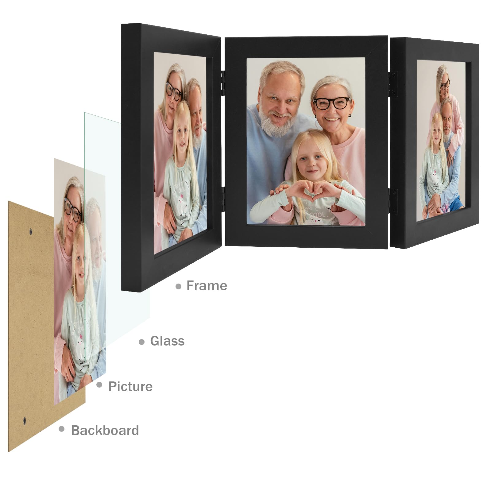 Mua Frametory 5x7 Triple Picture Frames, Trifold Photos Frame Collage ...