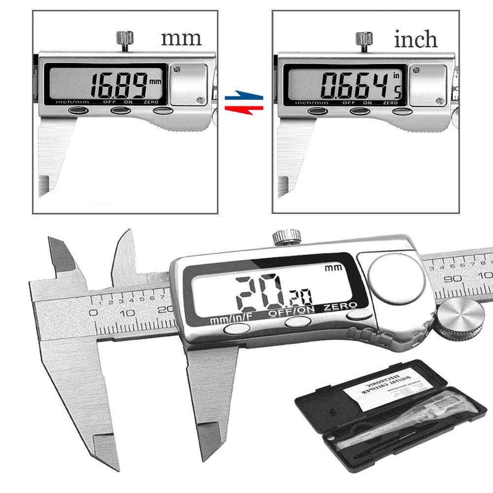Digital Vernier Caliper, Bestgle 0-150mm / 0-6’’ Stainless Steel ...